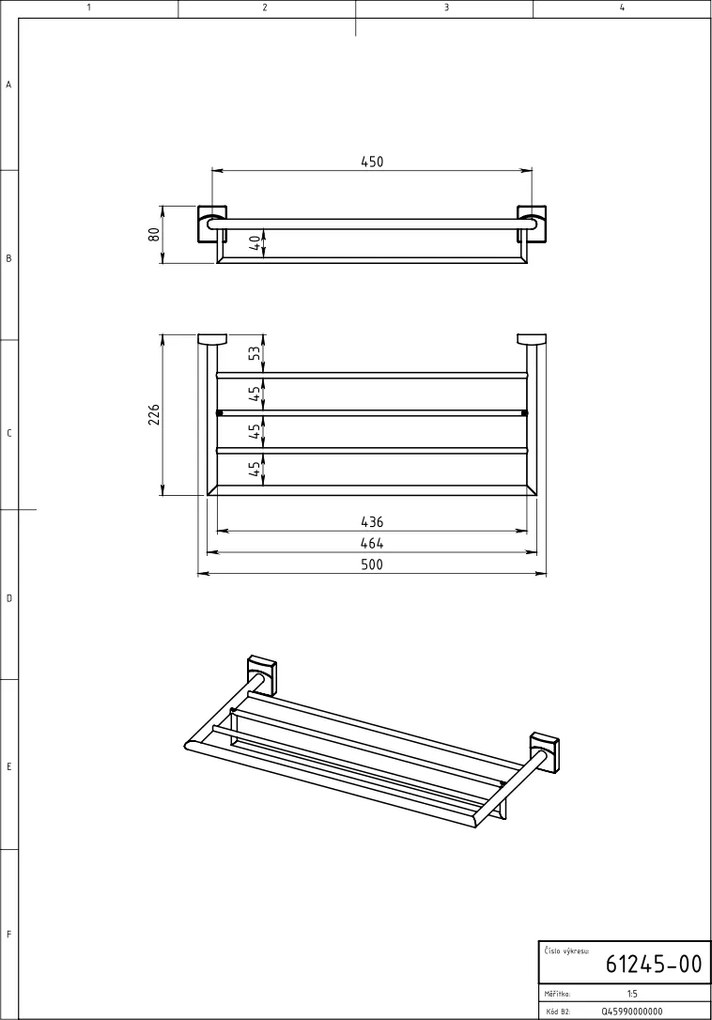 Novaservis - Velký držák ručníků se závěsem 500 mm Metalia 12 chrom, 0245,0