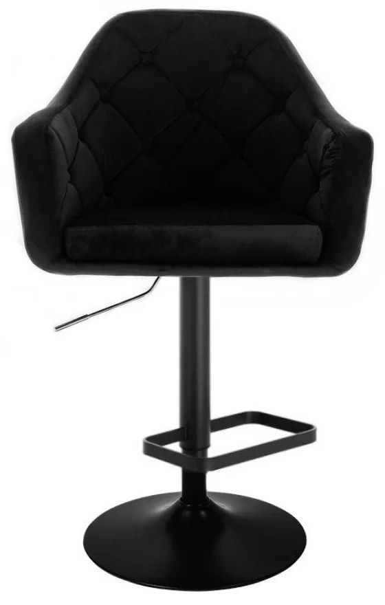LuxuryForm DESIGN Barová židle ANDORA VELUR na černé kulaté podstavě - černá