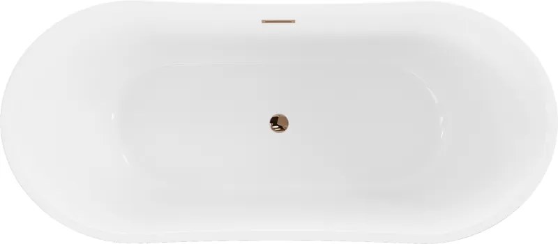Mexen Montana, volně stojící vana 180 x 80 cm, bílá, růžové zlato přepad, 52011808000-60