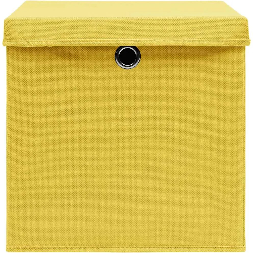 Úložné boxy s víky 4 ks 28 x 28 x 28 cm žluté 325224