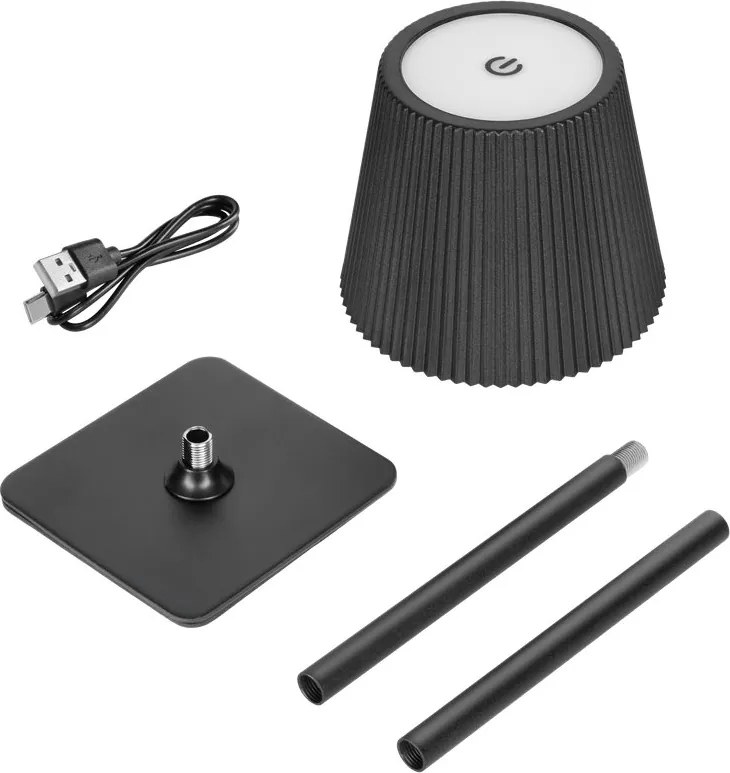 Stolní lampa REBEL RB-6304-B , dotyková, regulace, USB-C, černá