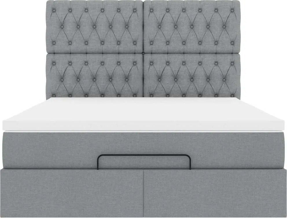 Osmanský rám postele s matrací světle šedá 140x190cm textil 3313237