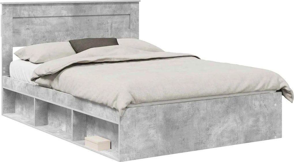 Rám postele Betonově šedá 150 x 200 cm Masivní borové dřevo 3409746