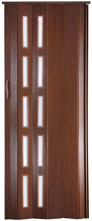 STANDOM - STANDOM Shrnovací dveře prosklené ST5 Mahagon, 123,5 cm