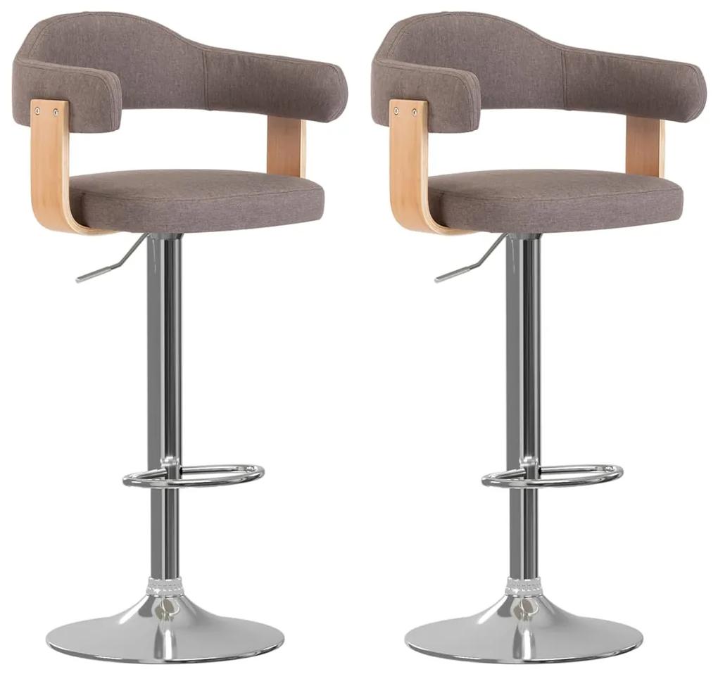 Barové stoličky 2 ks taupe ohýbané dřevo a textil,  327339