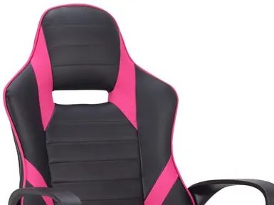 Autronic Herní křeslo Herní křeslo, potah kombinace černé a růžové ekokůže, houpací mechanismus, černý (KA-Y207 PINK)