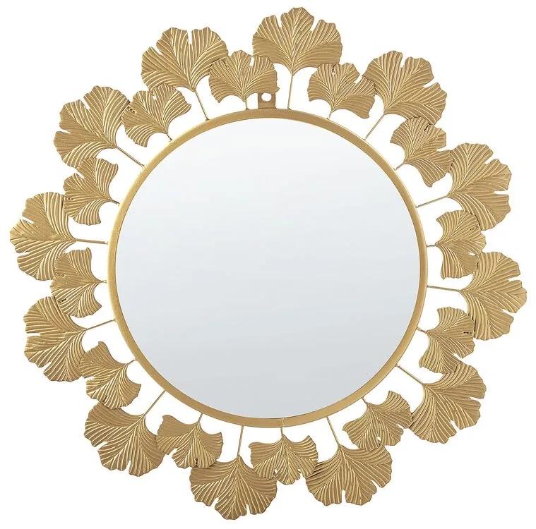 Nástěnné kovové zrcadlo ø 49 cm zlaté TULUZA Beliani