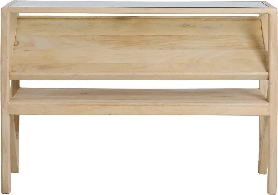Konzolový stolek se skleněnou deskou ve světle přírodní barvě 41x119 cm Yuki – Light & Living