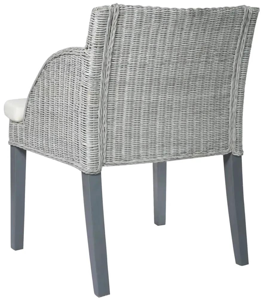 Jídelní židle s poduškami 2 ks šedé přírodní ratan - Default Title