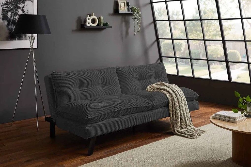 Designová rozkládací pohovka Yehudah 190 cm šedý manšestr