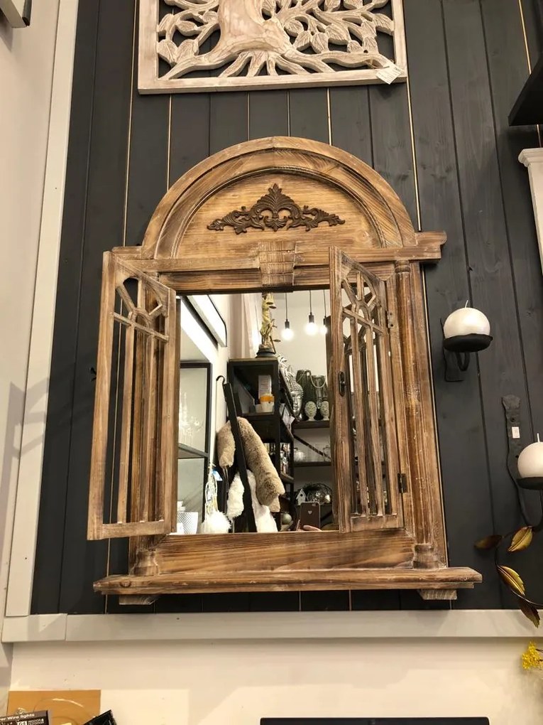 Antické dřevěné zrcadlo