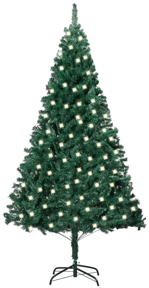 3077448 vidaXL Umělý vánoční stromek s LED a silnými větvemi zelený 120 cm