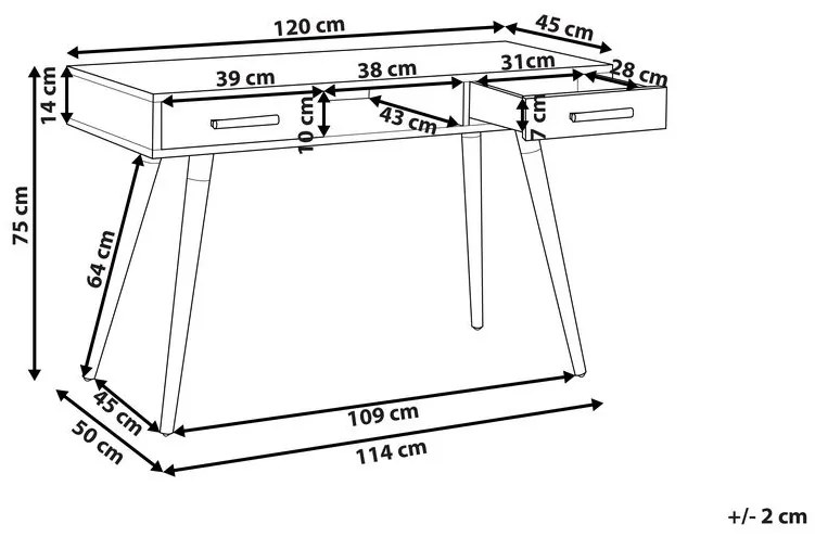 Psací stůl 120 x 45 cm bílý/přírodní FRISCO Beliani