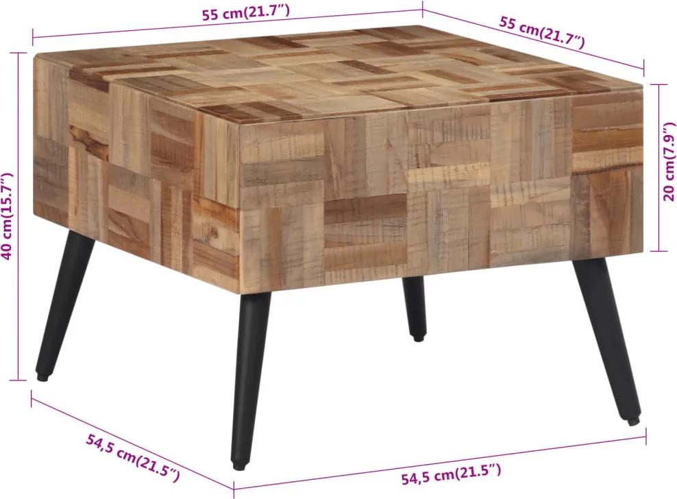 vidaXL Konferenční stolek šedý 55x55x40 cm masivní recyklovaný teak [358521]