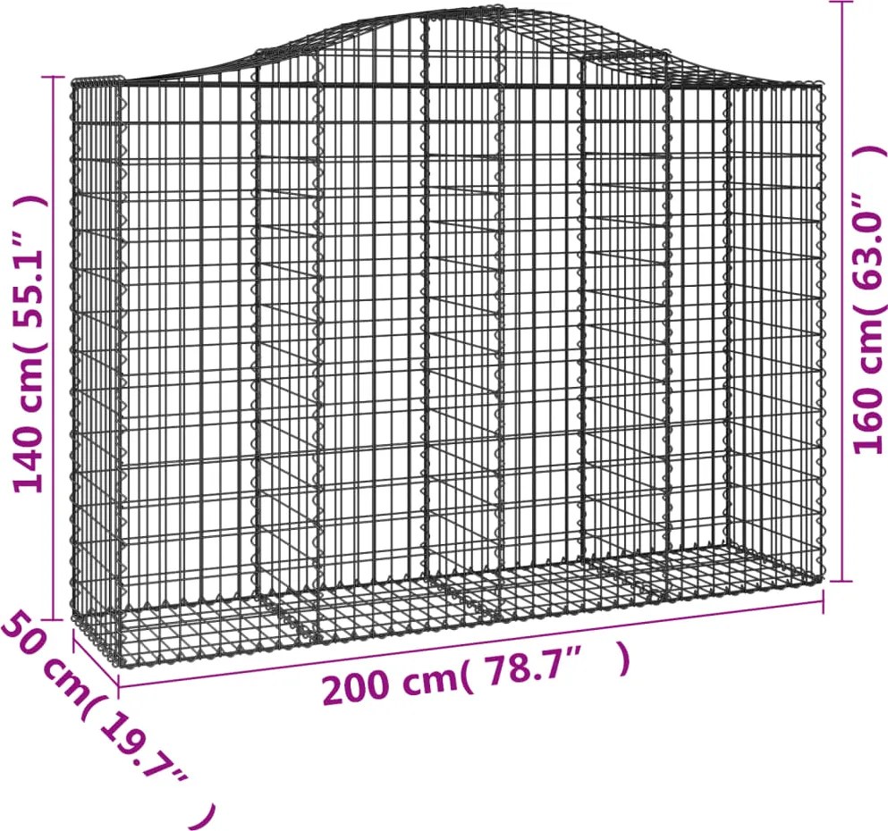 Klenuté gabionové koše 14ks 200x50x140/160cm pozinkované železo 3145694