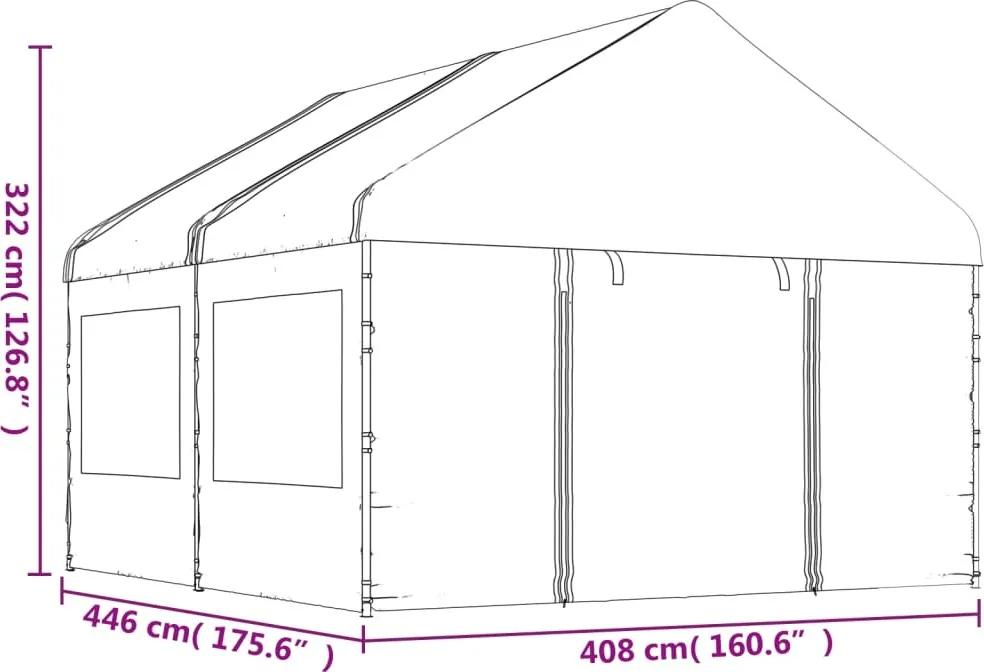 vidaXL Altán se střechou bílý 4,46 x 4,08 x 3,22 m polyethylen [3155486]