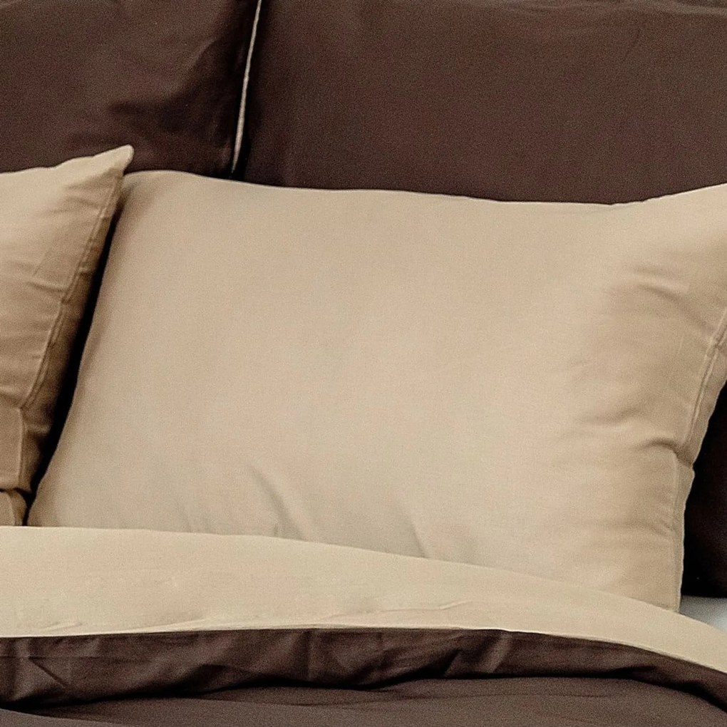 Saténové povlečení LUXURY COLLECTION tmavě hnědé/béžové - 1x 140/220, 1x 70/90cm