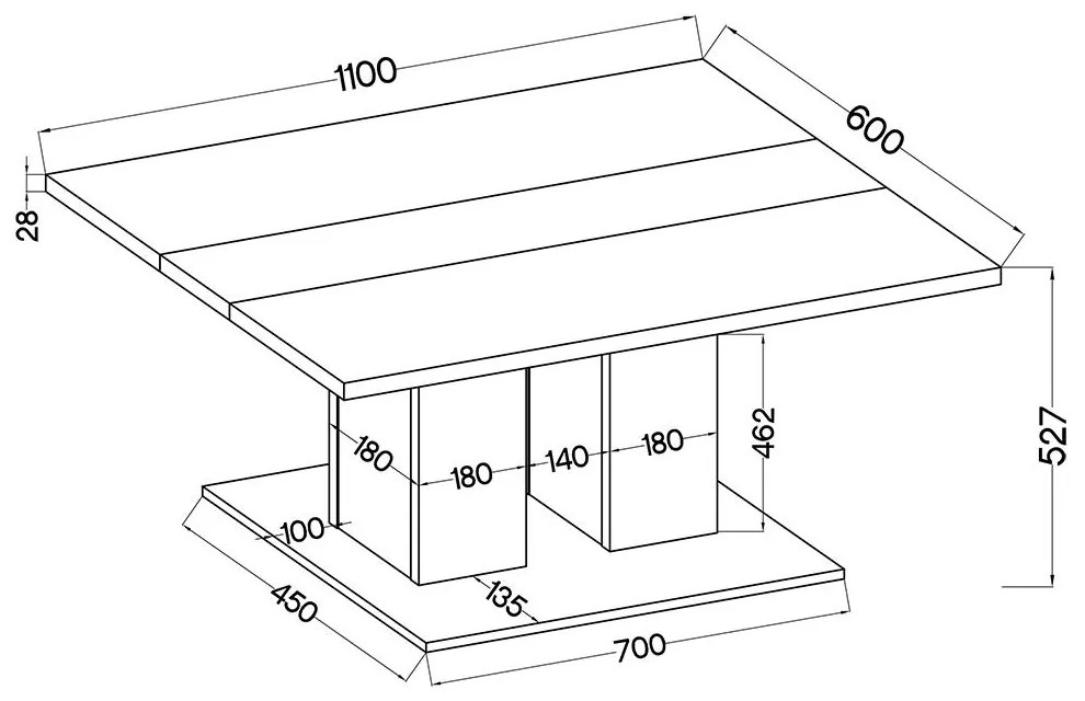 Konferenční stolek BOSTONA | 110x60 cm | bílá