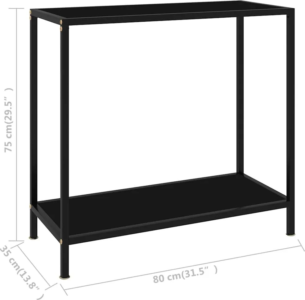 Konzolový stolek černý 80 x 35 x 75 cm tvrzené sklo 322832