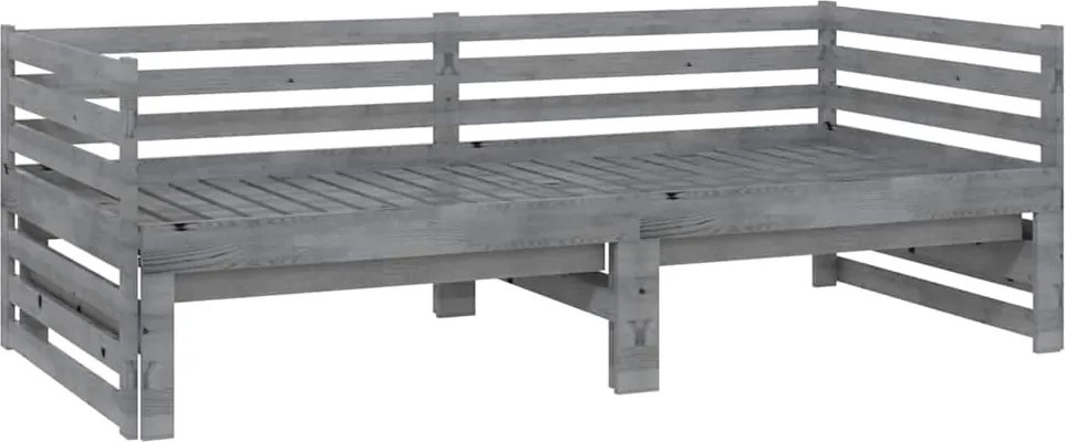 Výsuvná denní postel 2 × (90x200 cm) šedá masivní borové dřevo 3083671