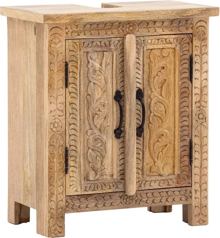 furniture-nabytek.cz - Masivní skříňka pod umyvadlo Santoro z mangového dřeva, povrchová úprava, přírodní barva