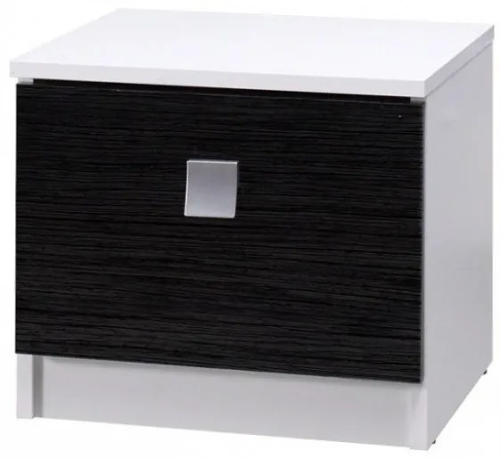 MARIDEX Noční stolek - LUX STRIPES, matná bílá/černá pruhovaná