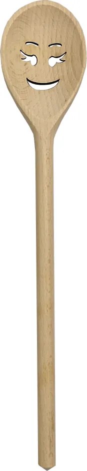 AMADEA Dřevěná vařečka s obličejem, masivní dřevo, délka 30 cm