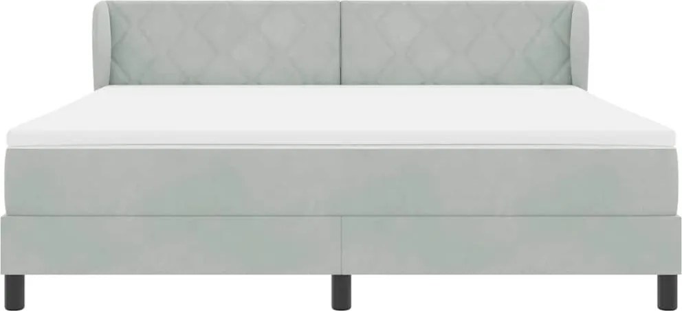 Postel s boxspringem s čelo Světle šedá 180 x 200 cm samet 3340454