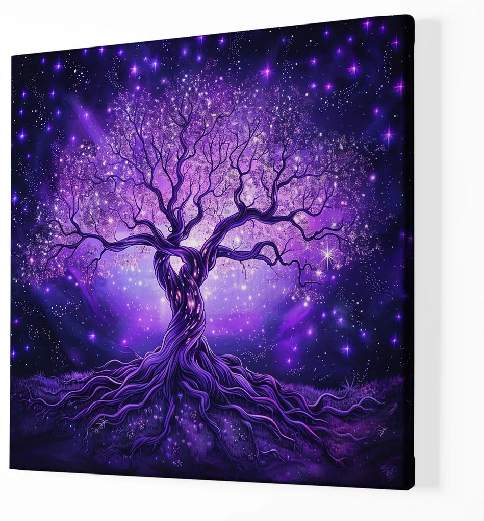 Obraz na plátně - Strom života Purpurová aura FeelHappy.cz Velikost obrazu: 80 x 80 cm
