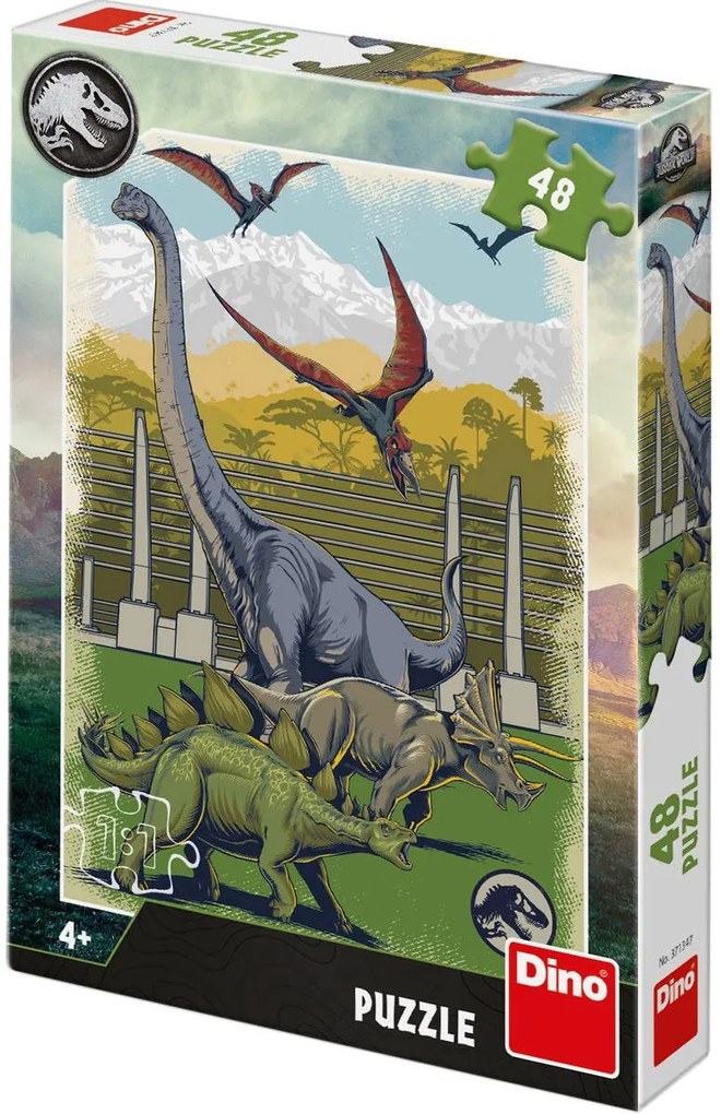 DINO Puzzle Jurský svět (Jurassic World) 18x26cm skládačka 48 dílků dn371347