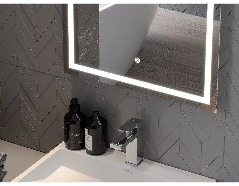 Mexen Miko podsvícené koupelnové zrcadlo 50 x 70 cm, LED 6000K, ventilátor - 9819-050-070-611-00