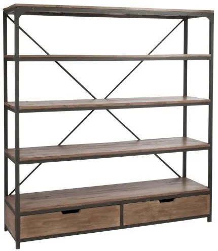Policový regál / knihovna s kovovou kontrukcí Industrial - 178*45*190cm
