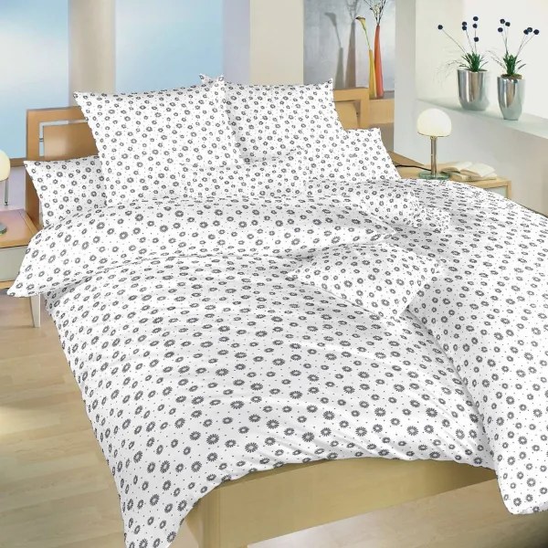 Dadka Povlak na polštář bavlna Anežka tmavě šedá na bílém  70x90 cm