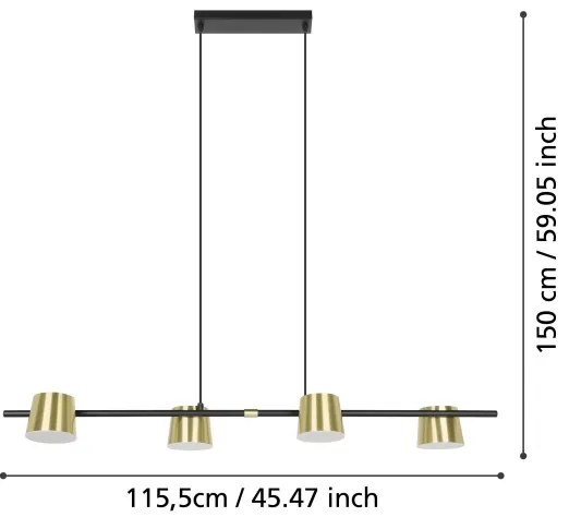Eglo 39985 - LED Lustr na lanku ALTAMIRA 4xGU10/4,6W/230V 3000K zlatá