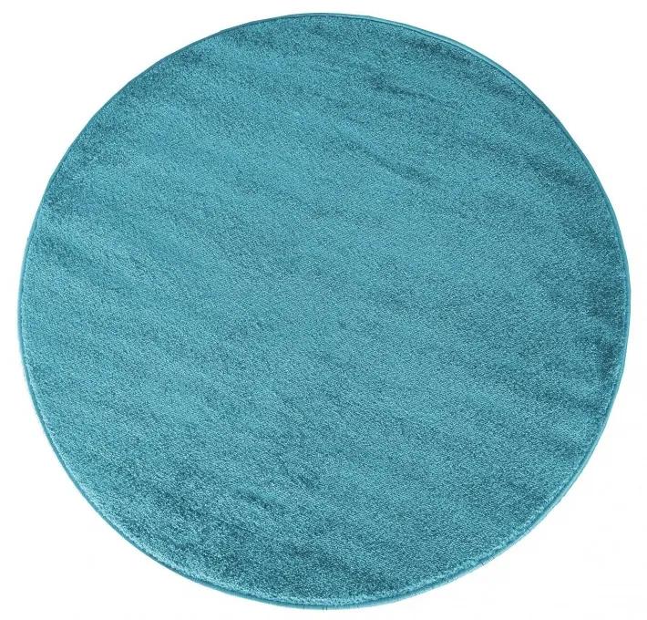 Jednobarevný kulatý koberec modré barvy Šířka: 160 cm | Délka: 160 cm