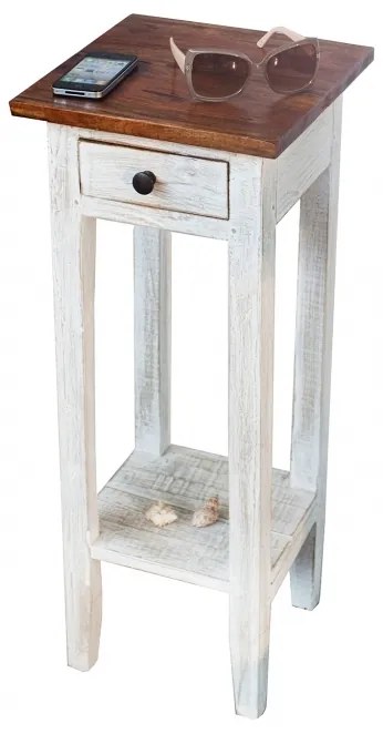 Inviro Odkládací stolek PESSIT, bílá/recyklované dřevo