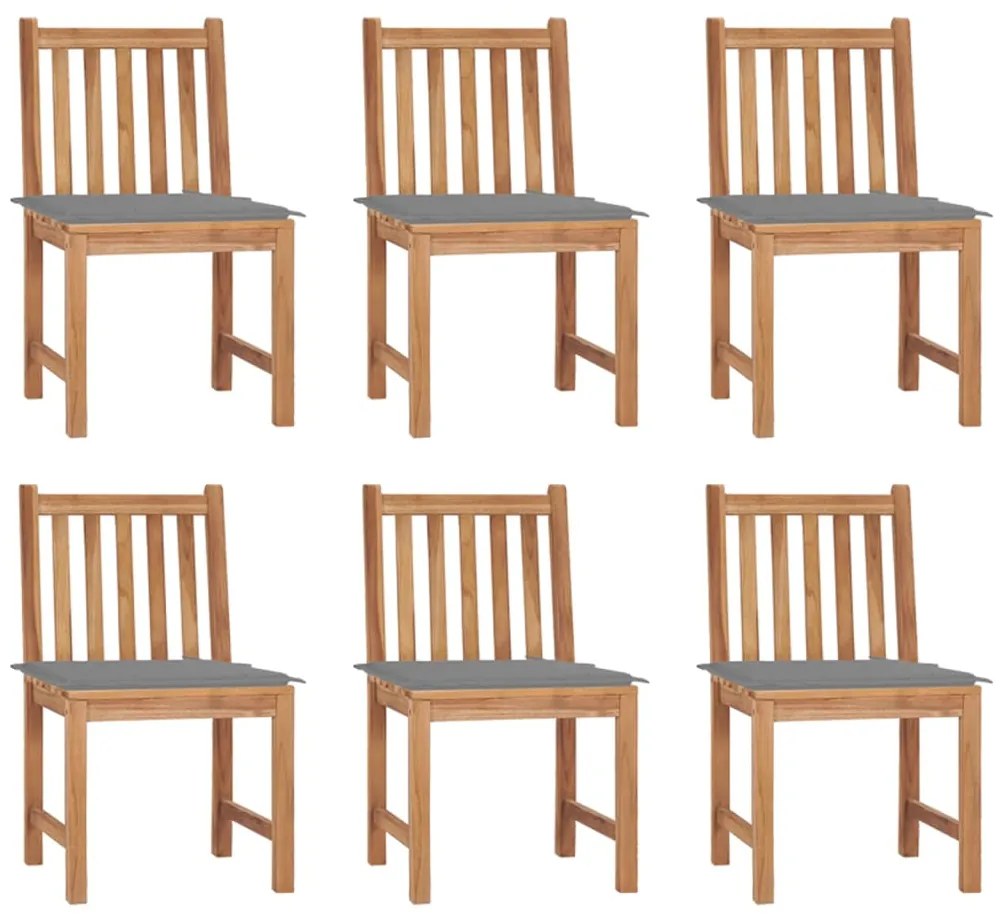 Zahradní židle 6 ks s poduškami masivní teak 3073116