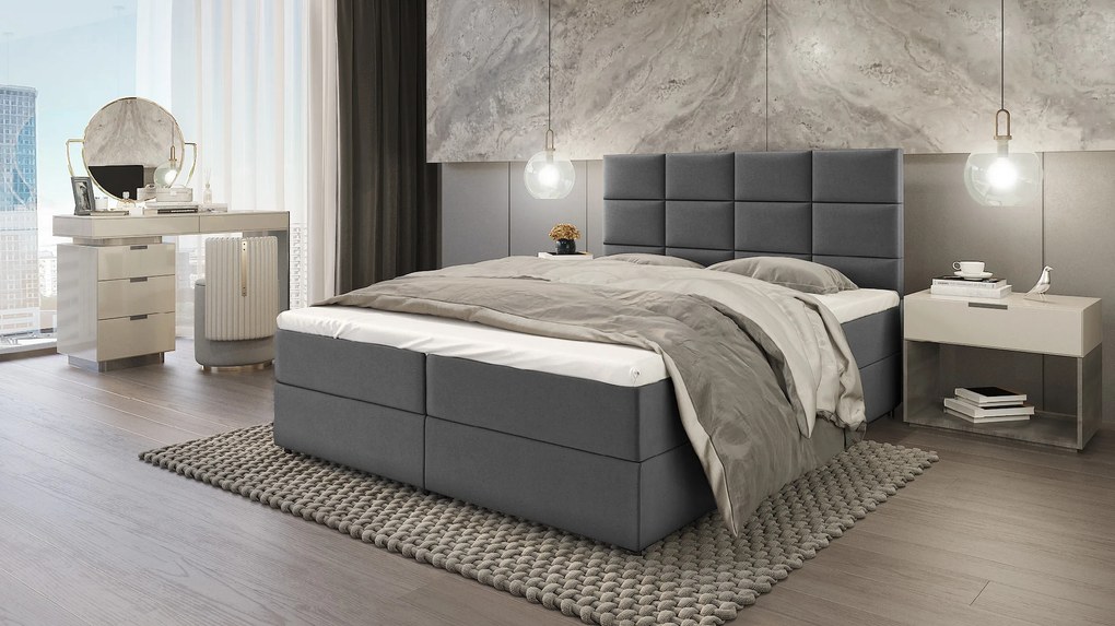 SFAB Kontinentální čalouněná postel MERCURY (120x200 cm) Barva látky: Šedá (Riviera 97)