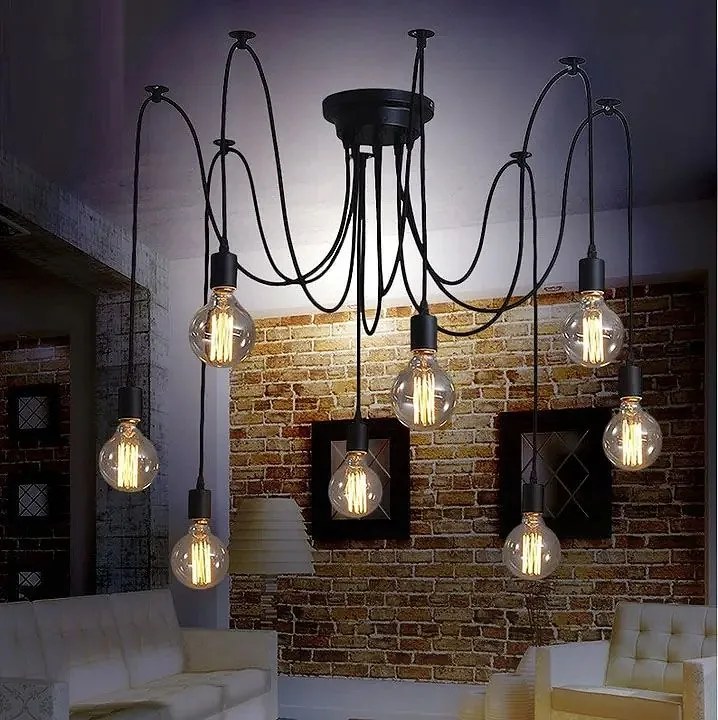 Toolight - Stropní lampa Spider 6xE27, černá, OSW-00017