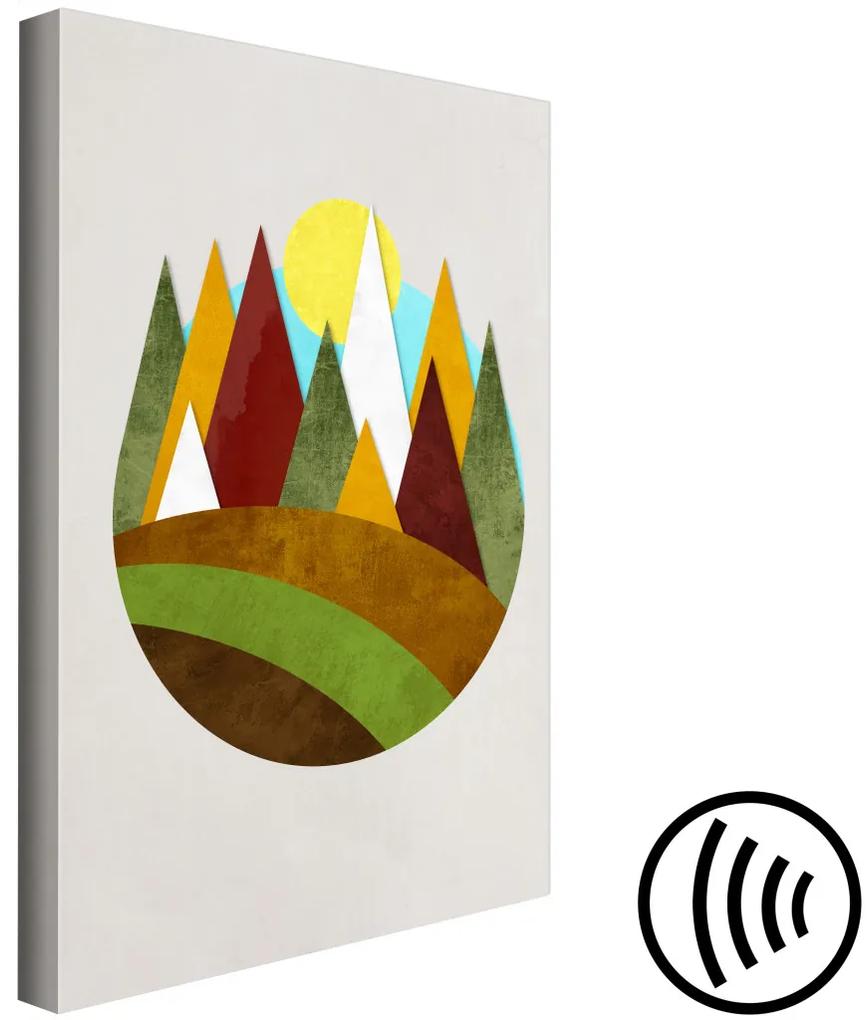 Obraz Horská stezka (1-dílný) vertikální - abstraktní krajina lesa a hor