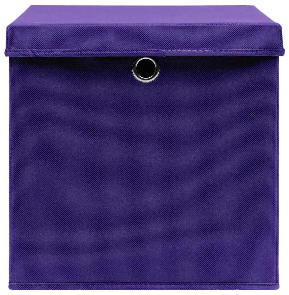 Úložné boxy s víky 4 ks fialové 32 x 32 x 32 cm textil - Default Title