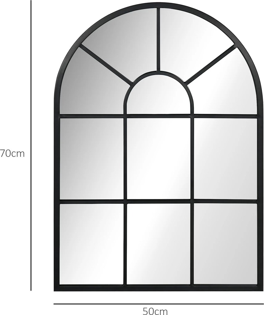 HOMCOM nástěnné zrcadlo okenní zrcadlo 70 x 50 cm dekorativní s kovovým rámem, závěsné zrcadlo do obývacího pokoje ložnice v černé barvě | Aosom.de