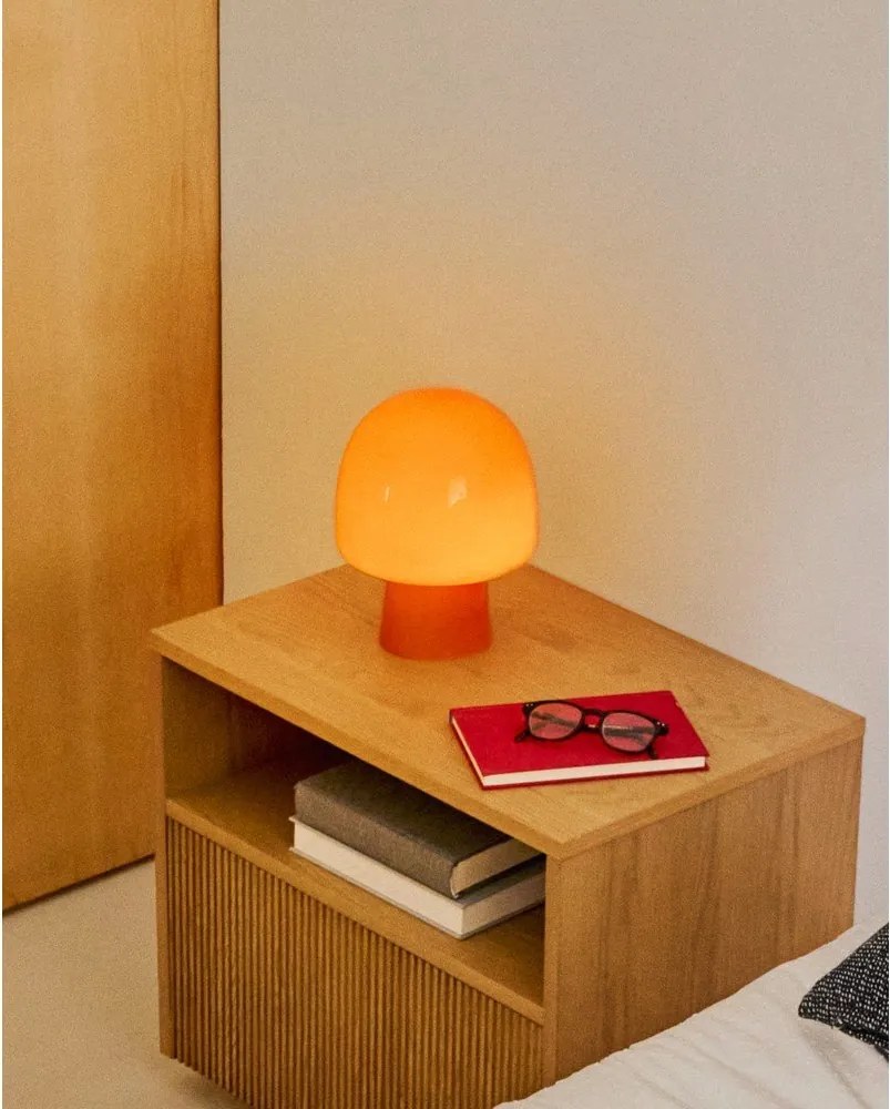 Oranžová stolní lampa se skleněným stínidlem (výška 20 cm) Reig – Kave Home