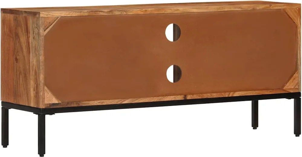 TV skříňka medově hnědá a šedá 110 x 30 x 50 cm masivní akácie 337076