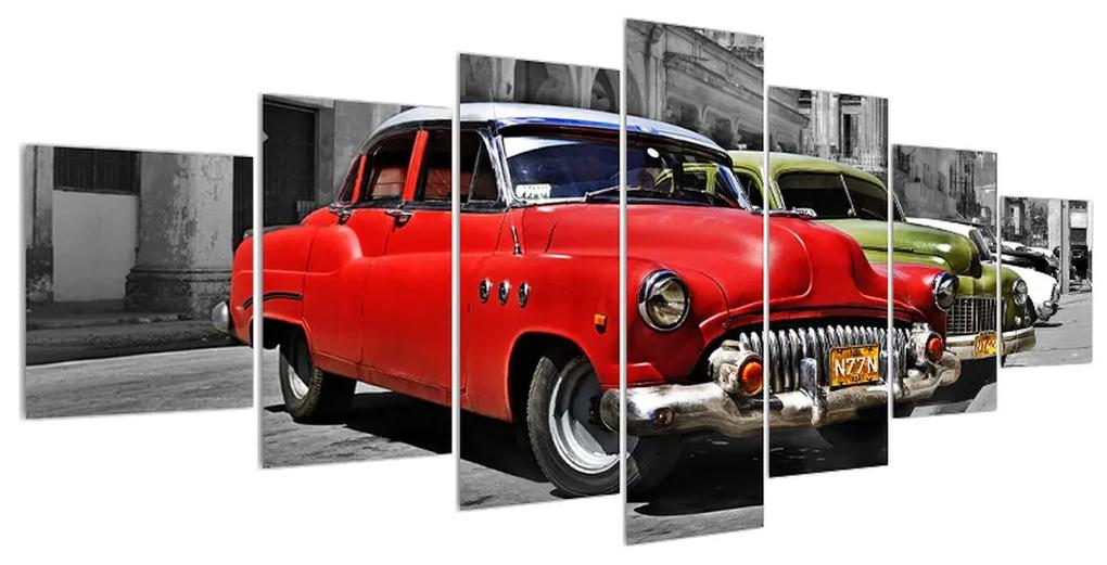 Obraz historických aut (210x100 cm)