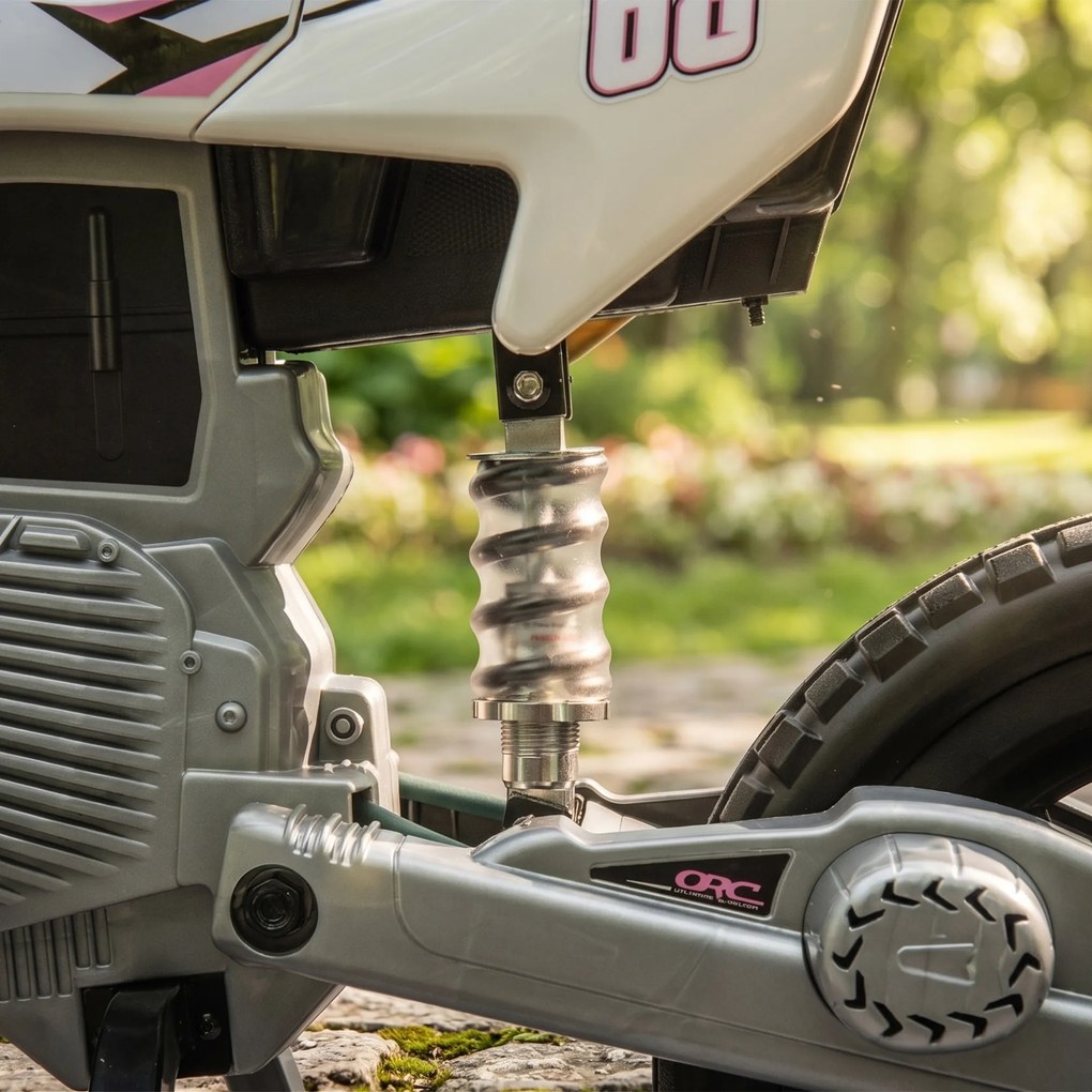 AIYAPLAY elektrická motorka pro děti, motokros pro děti 3 až 6 let, 2 motory, 12V, rychlost 5 km/h, 109,5x60x72,5 cm, růžová