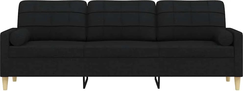 3místná pohovka s polštáři černá 210 cm textil 3278205