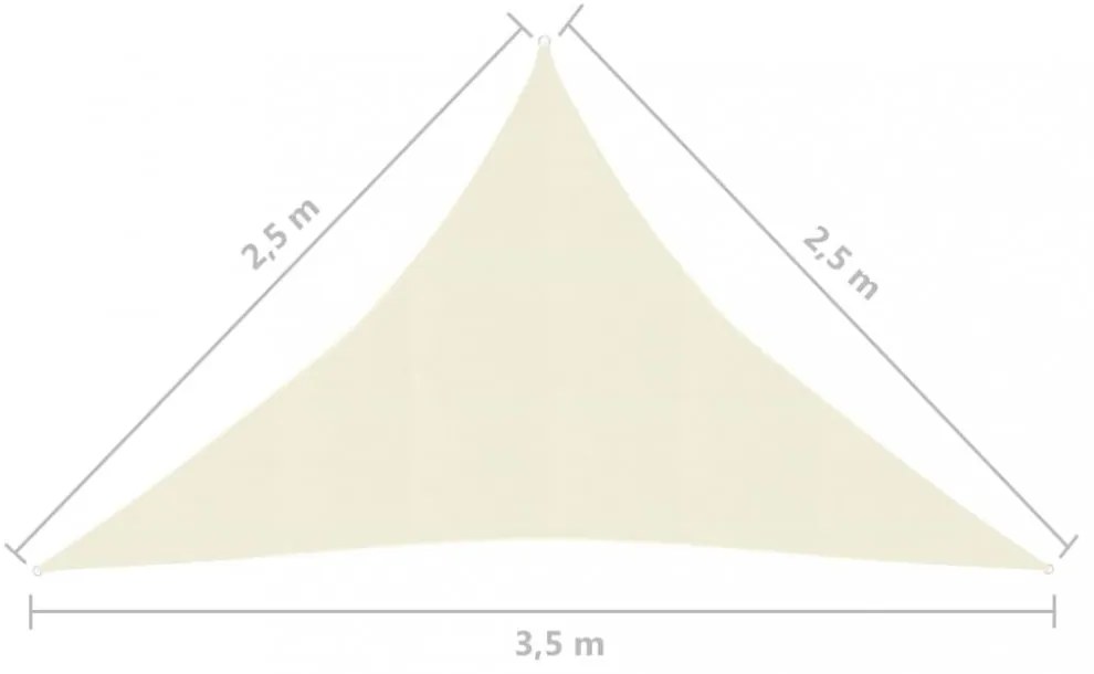 Stínící plachta trojúhelníková HDPE 2,5 x 2,5 x 3,5 m Dekorhome Krémová