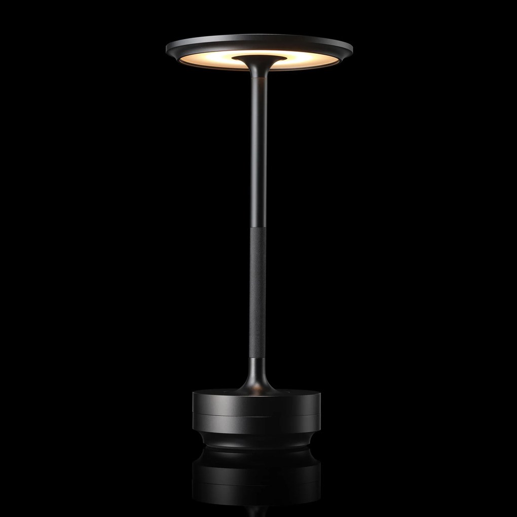 Ambientec TN001-01AB Turn Aluminium Black, bateriová lampička z černého hliníku, LED 1800-2500K dotykové stmívání, Ø13x27,5cm, IP66