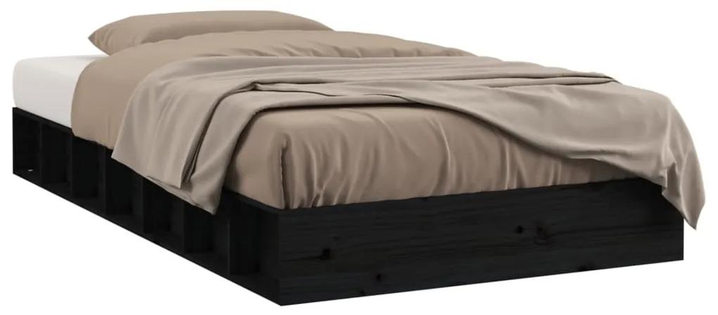 Rám postele černý 135 x 190 cm Double masivní dřevo,  820715